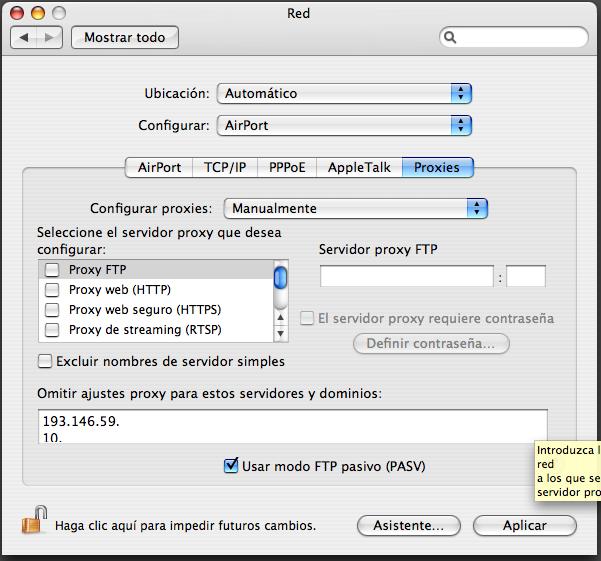 Configuración proxy MacOsX - Wiki Nebrija