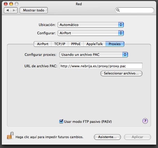 Configuración proxy MacOsX - Wiki Nebrija